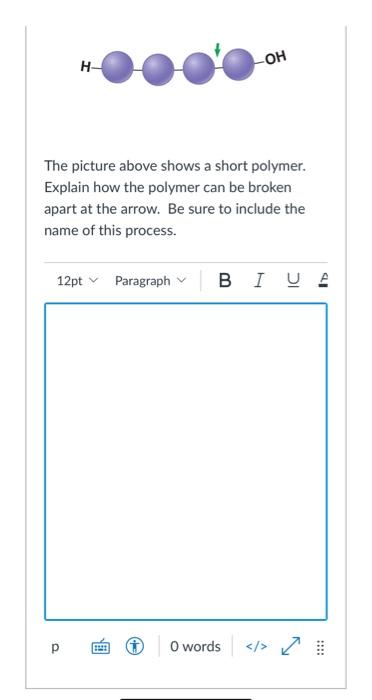 Solved H- -OH The picture above shows a short polymer. | Chegg.com