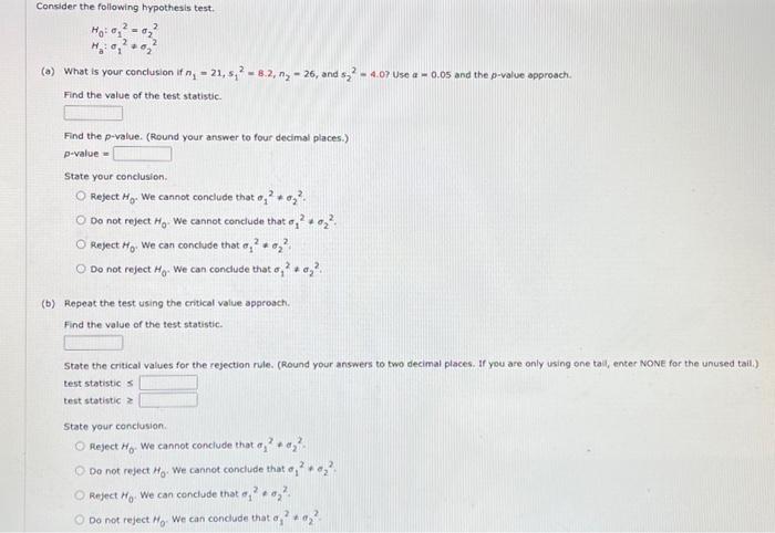 Solved Consider the following hypothesis test. | Chegg.com