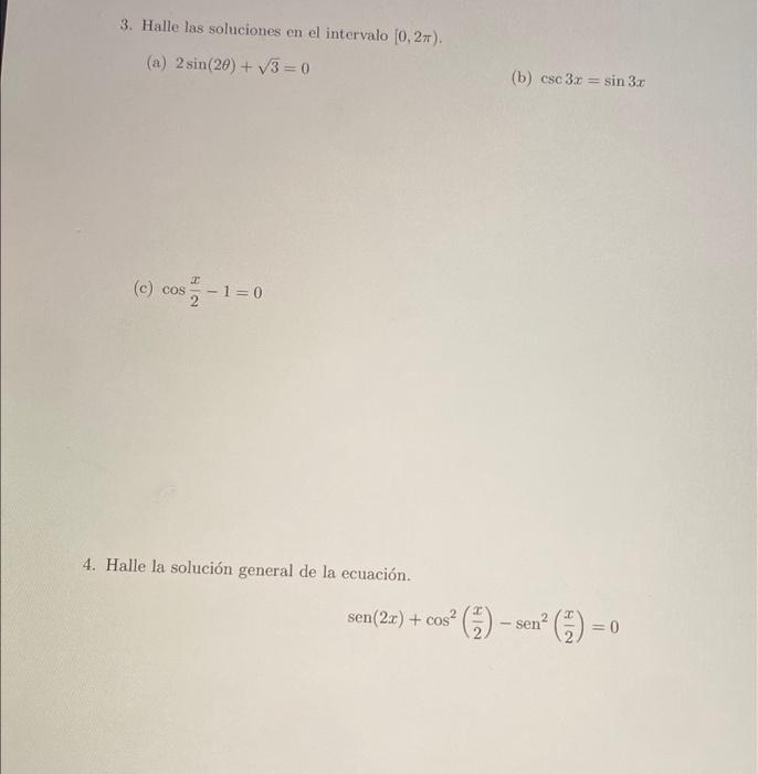 Solved 3) Find the solution in the interval [0,2pi)4)Find | Chegg.com