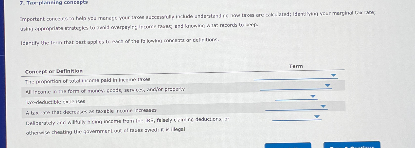 Solved Tax-planning conceptsImportant concepts to help you | Chegg.com