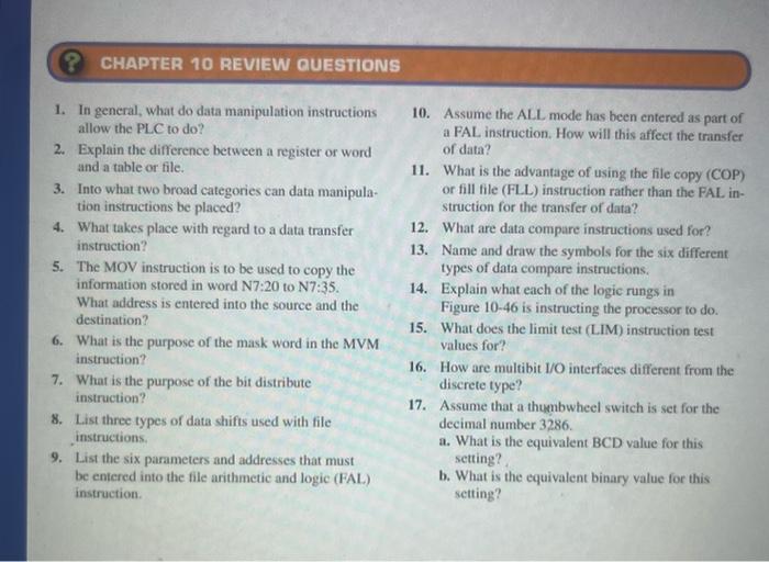 Solved CHAPTER 10 REVIEW QUESTIONS 1. In general, what do | Chegg.com