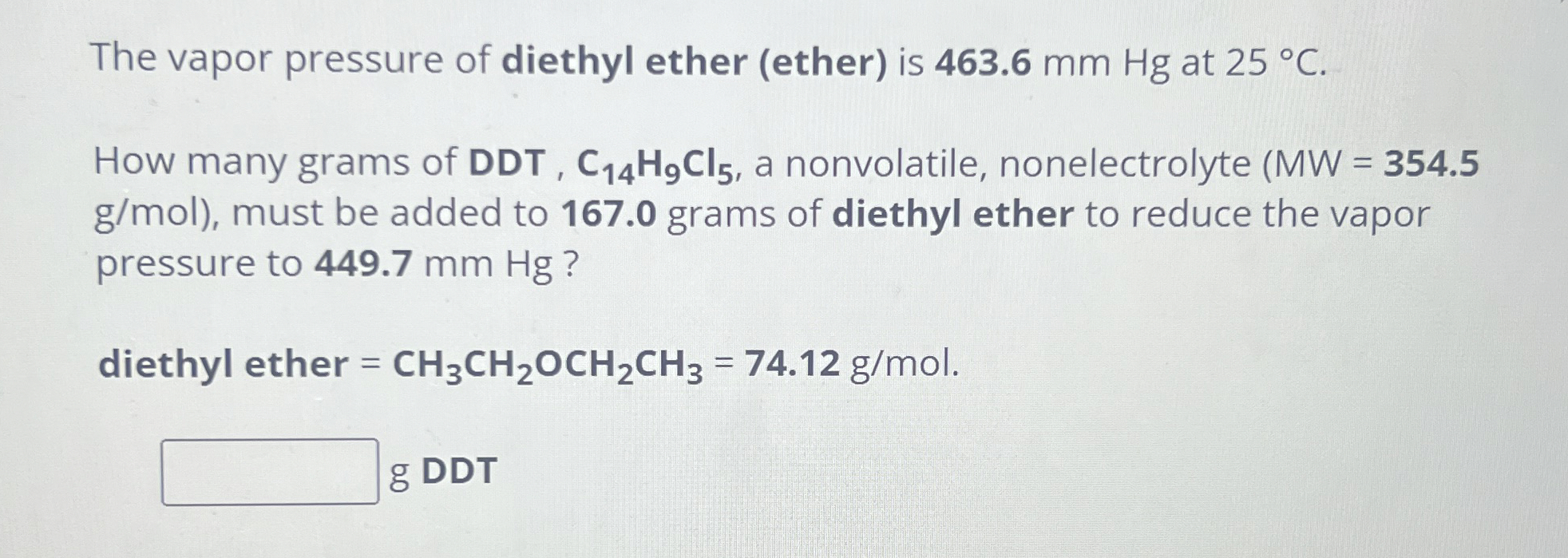 Solved How many grams of DDT , C14H9Cl5, ﻿a nonvolatile, | Chegg.com