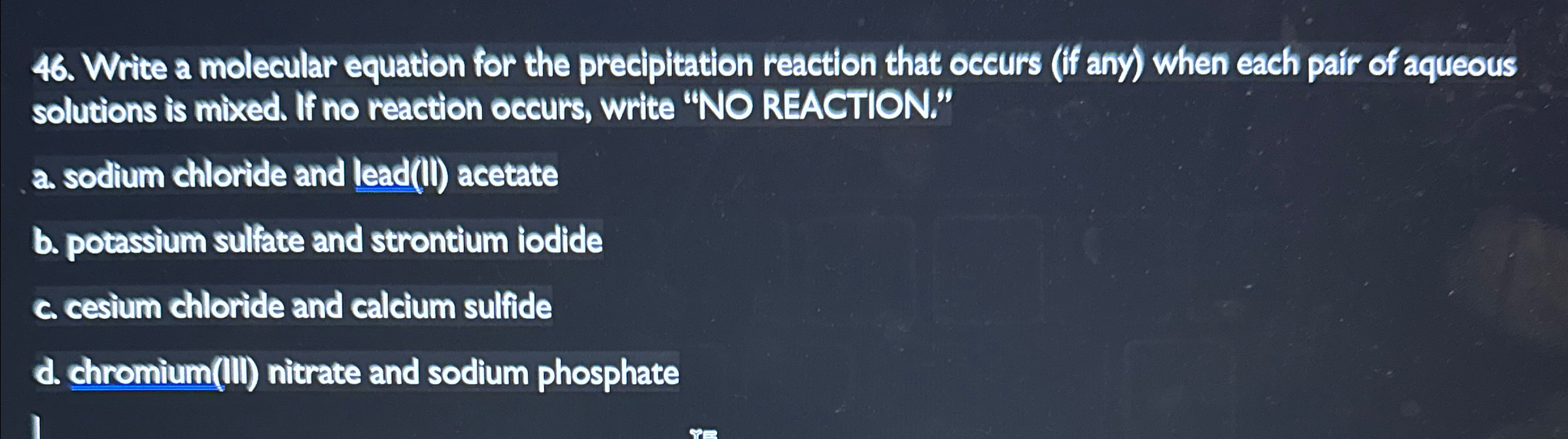 Solved Write a molecular equation for the precipitation | Chegg.com