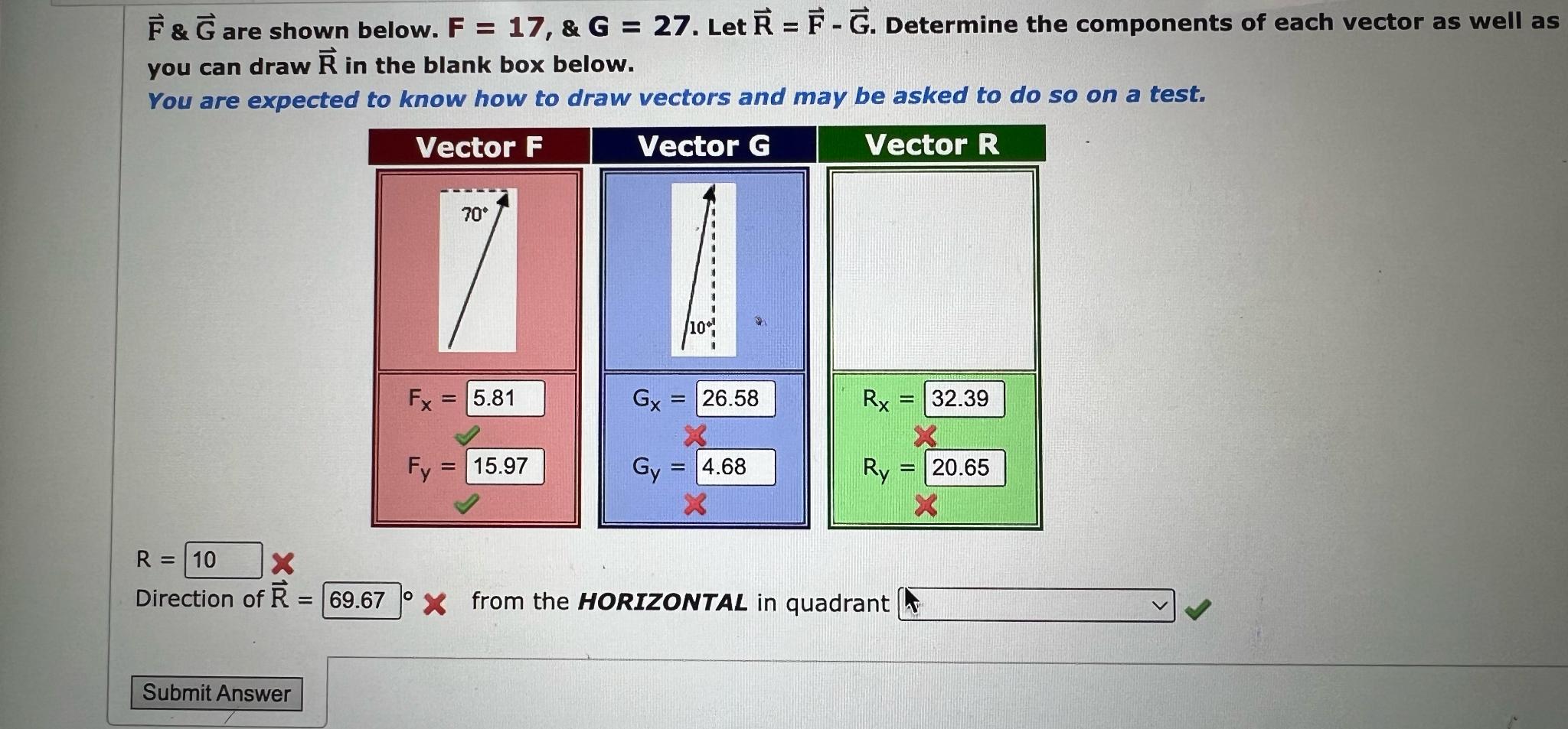 Solved vec(F)&vec(G) ﻿are shown below. F=17,&G=27. ﻿Let | Chegg.com