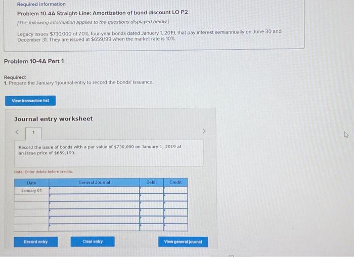 Solved Required information Problem 10-4A Straight-Line: | Chegg.com