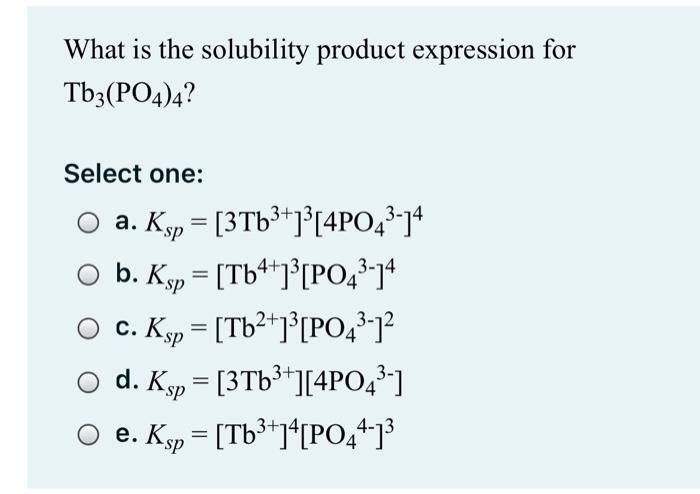 Solved What is the solubility product expression for | Chegg.com