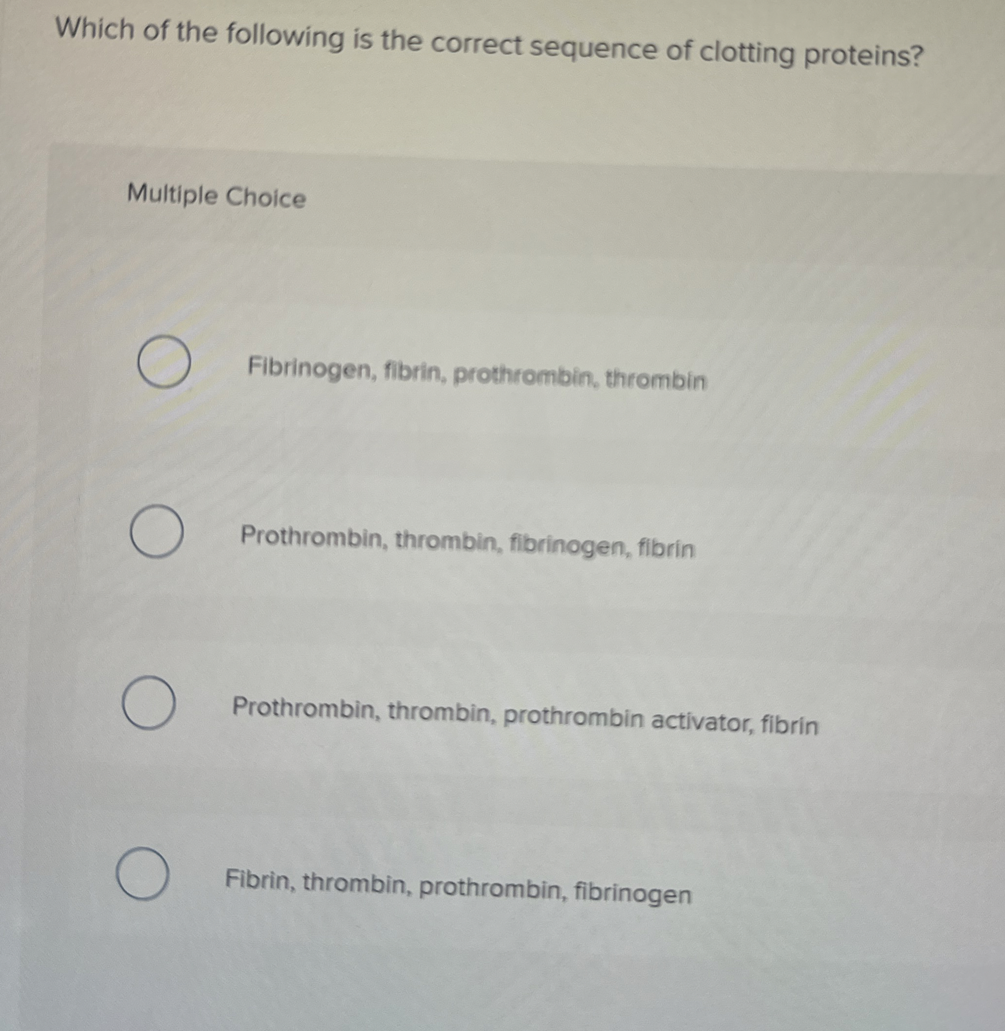 Solved Which of the following is the correct sequence of | Chegg.com