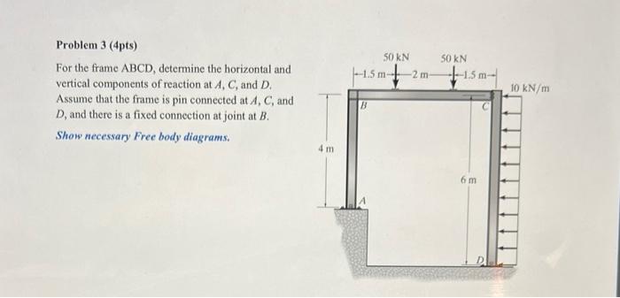 Solved Problem 3 (4pts) For the frame ABCD, determine the | Chegg.com