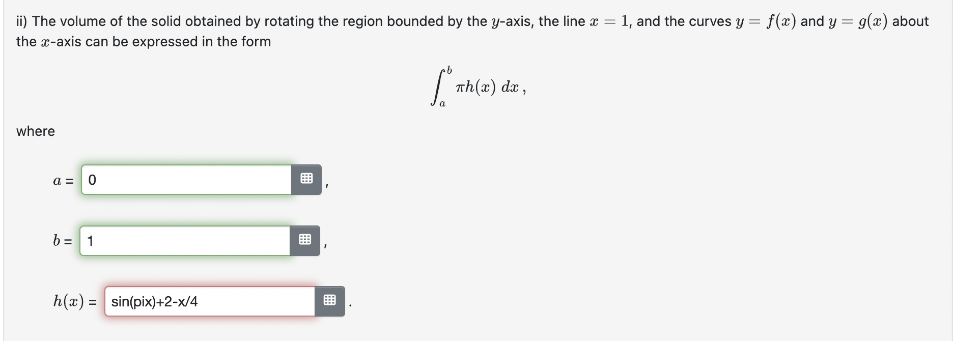 Solved yii) ﻿ The function is y=f(x)=sin(pi*x)+3and y = | Chegg.com