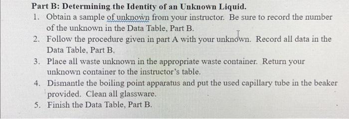 ous liquids. Your unknown will be one of the liquids | Chegg.com