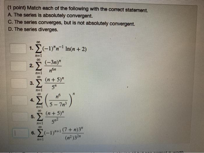 Solved (1 point) Match each of the following with the | Chegg.com