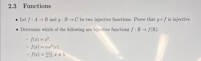 - Let f:A→B and g:B→C be two injective functions. | Chegg.com