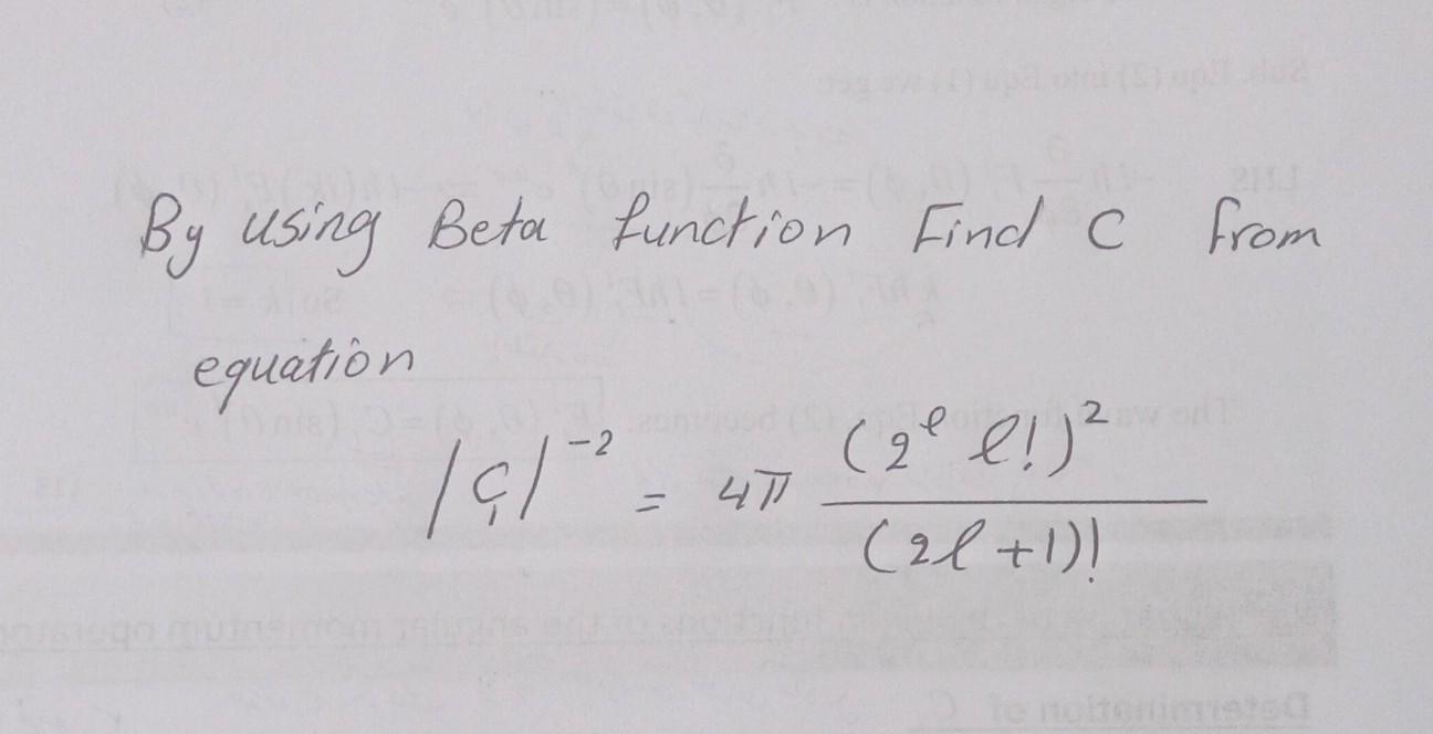 Solved By using Beta function Find C from equation | Chegg.com