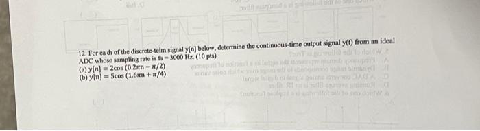 Solved 12. For ea di of the discrete-teim signal y[0] below, | Chegg.com