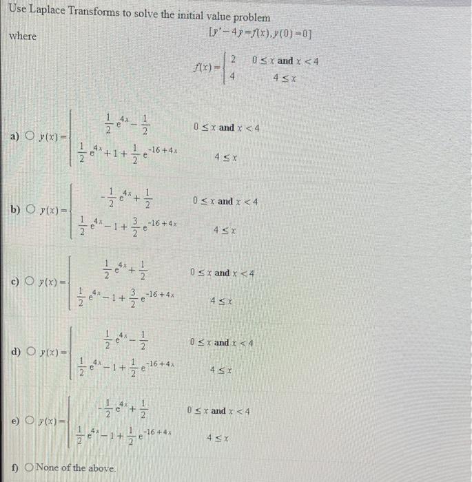 Solved Use Laplace Transforms to solve the initial value | Chegg.com