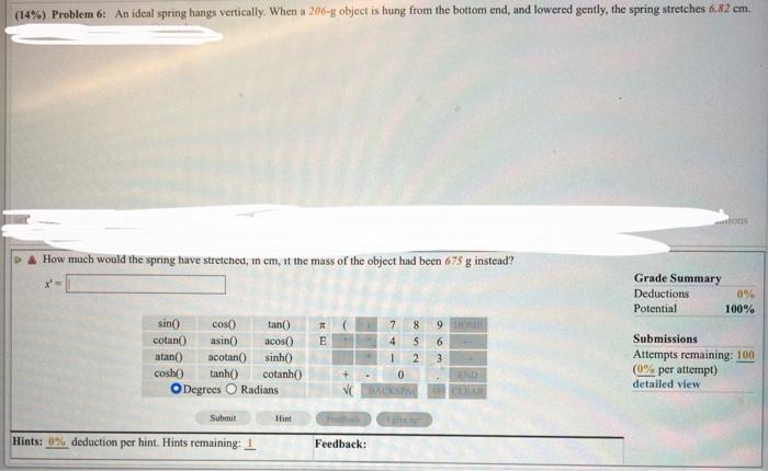 Solved A. How much would the spring bave stretched, in cm, | Chegg.com