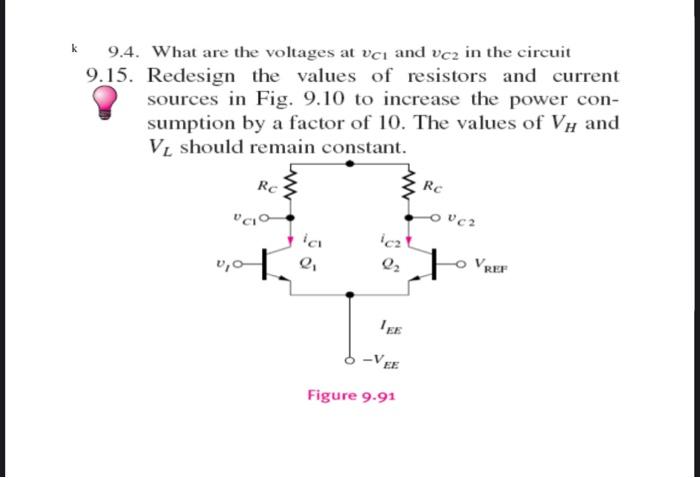 Solved 9.3. What are the voltages at vc₁ and vc2 in the | Chegg.com