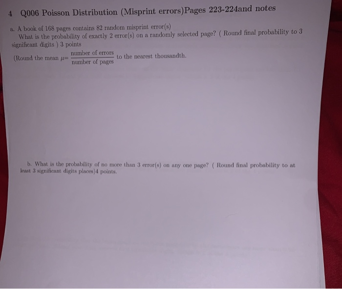 Solved 4 0006 Poisson Distribution (Misprint errors) Pages | Chegg.com