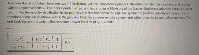 Solved A viscous fluid is contained between two infinitely | Chegg.com