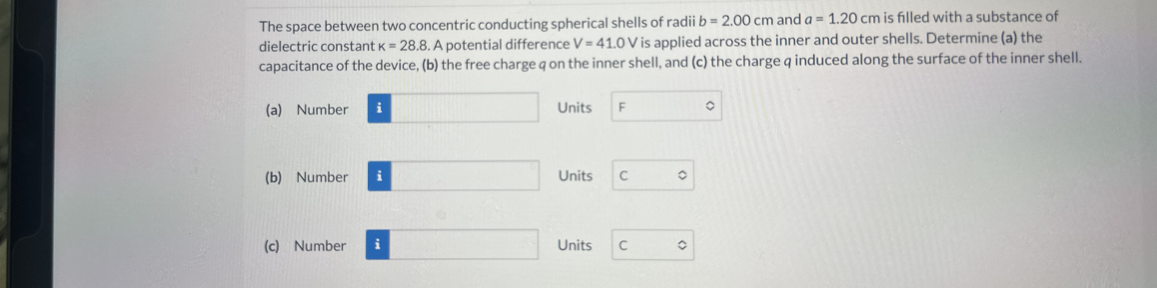 Solved The space between two concentric conducting spherical | Chegg.com