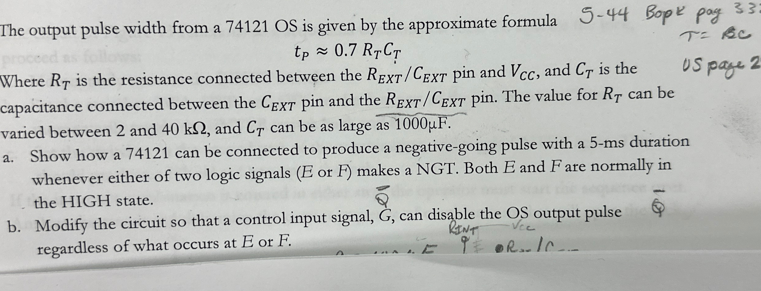 Solved The output pulse width from a 74121 ﻿OS is given by | Chegg.com