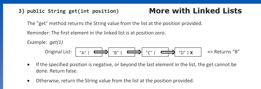Solved public String get(int position) More with Linked | Chegg.com