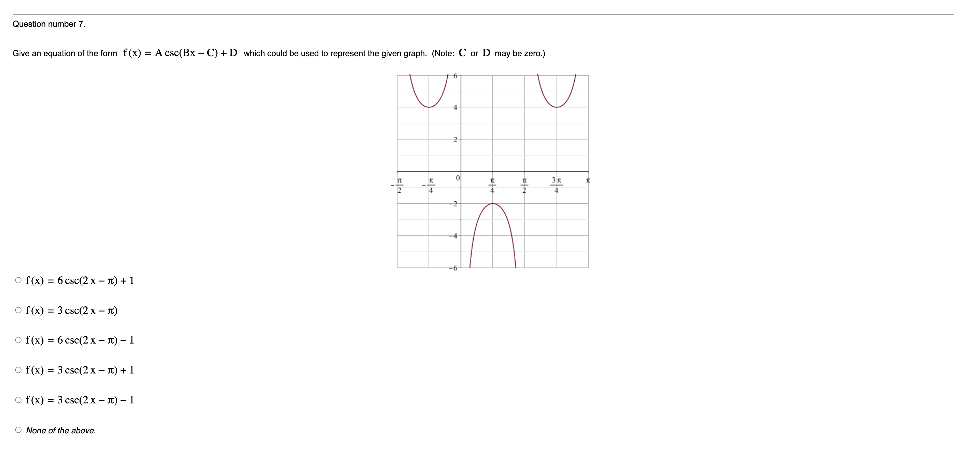 Solved Question number 7.Give an equation of the form | Chegg.com