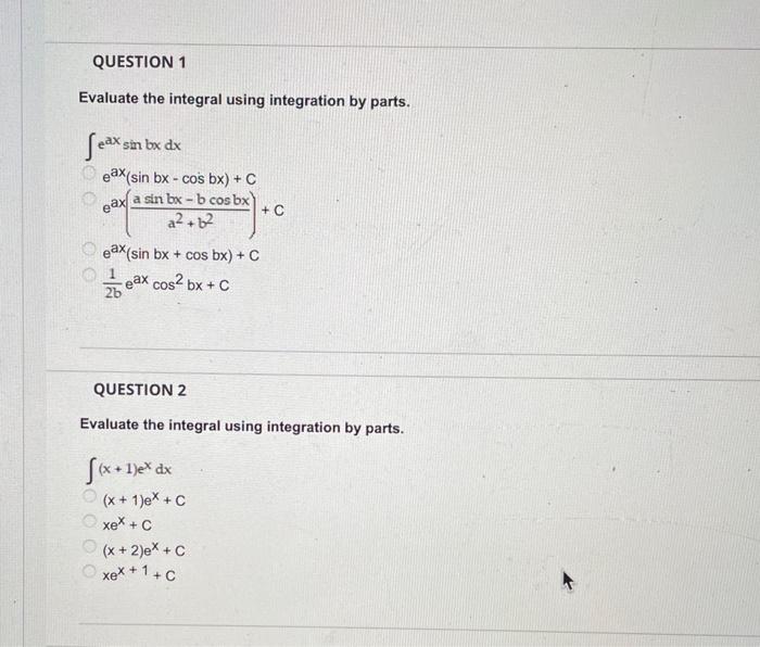 Solved Evaluate the integral using integration by parts. | Chegg.com