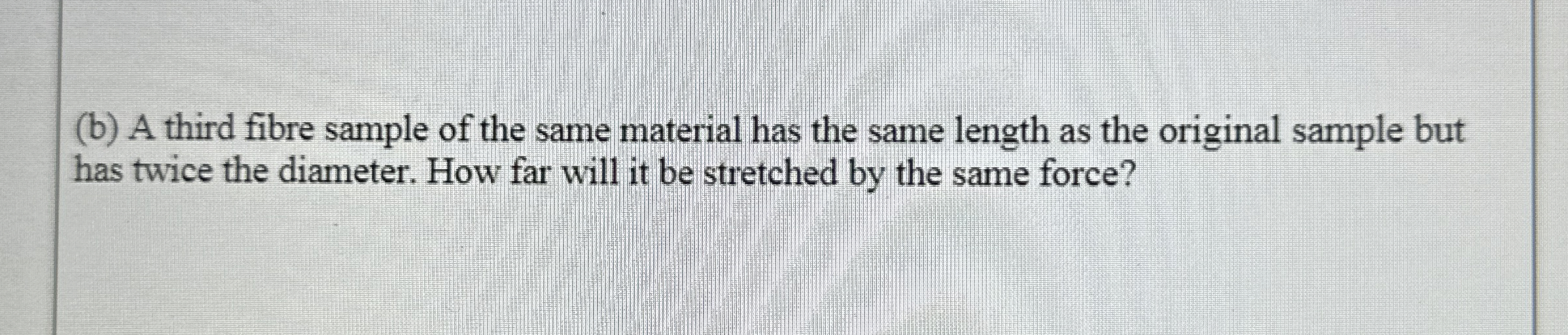 Solved (b) ﻿A third fibre sample of the same material has | Chegg.com