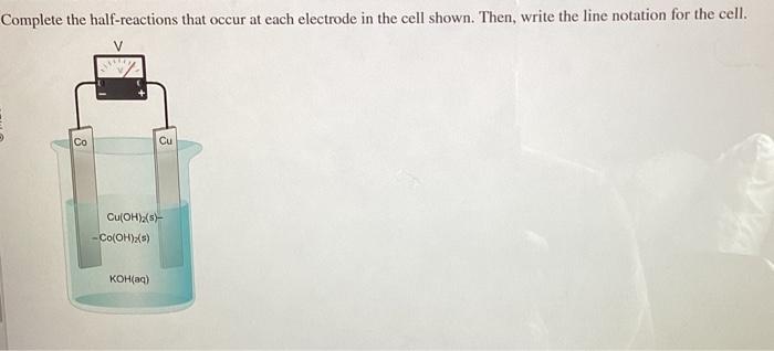 Solved Complete the half-reactions that occur at each | Chegg.com