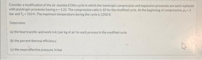 Solved Consider a modification of the air-standard Otto | Chegg.com