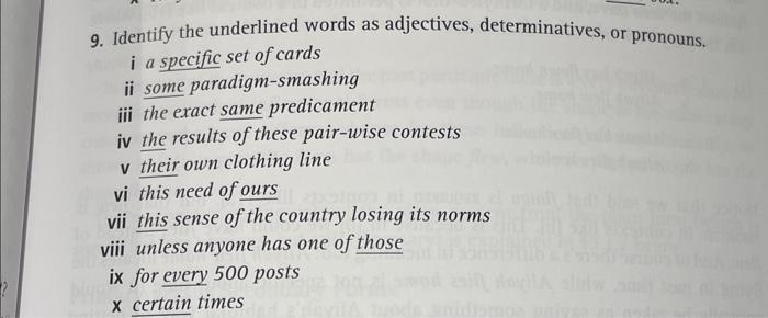 3. Assign each word in the following examples to one | Chegg.com