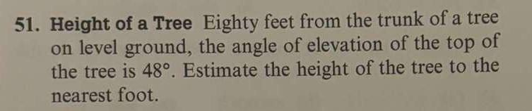 Solved Height of a Tree Eighty feet from the trunk of a tree | Chegg.com