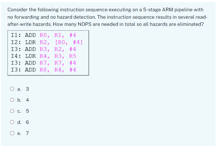 Solved Consider the following instruction sequence executing | Chegg.com