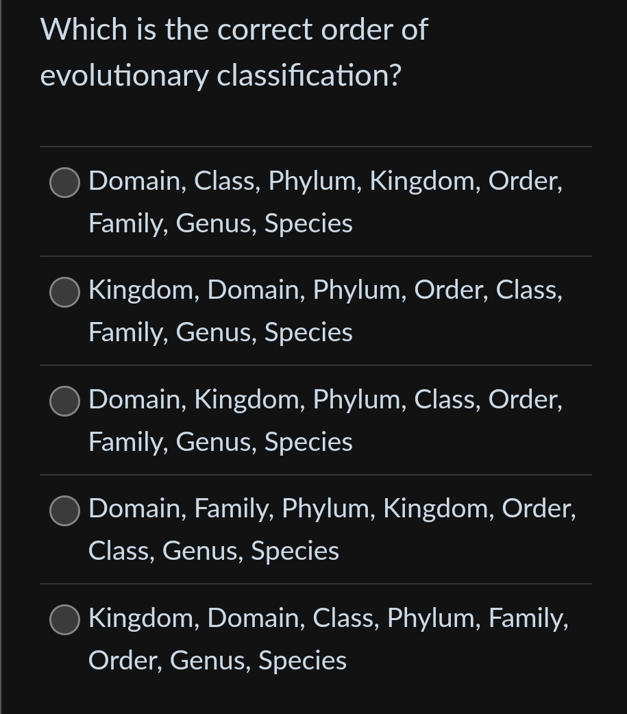 Solved Which is the correct order of evolutionary | Chegg.com
