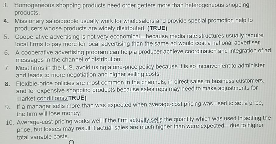 Solved 3. Homogeneous shopping products need order getters | Chegg.com