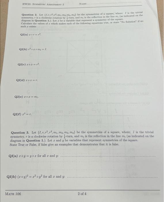 Question 2. Let (1,r,r2,r3, mi, mi, mig, mid be the | Chegg.com Question 2. Let (1,r,r2,r3, mi, mi, mig, mid be the | Chegg.com