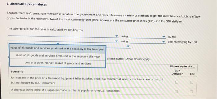 Solved 2. Alternative price indexes Because there isn't one | Chegg.com