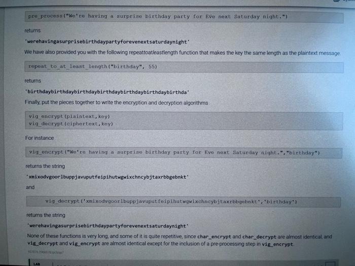 Solved 16.2 LAB: Encryption / Decryption - Part 2 (Vigenere | Chegg.com Solved 16.2 LAB: Encryption / Decryption - Part 2 (Vigenere | Chegg.com