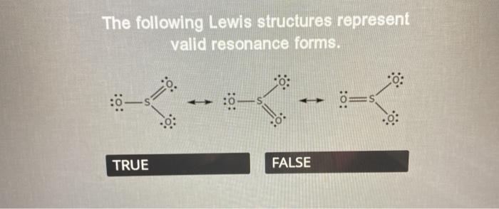 Solved The following Lewis structures represent valid | Chegg.com