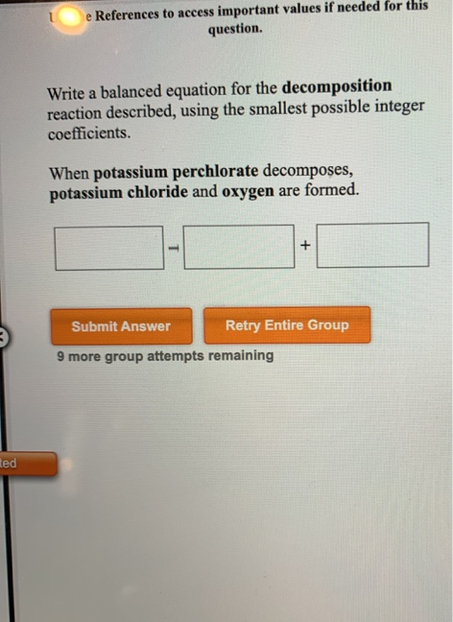 Solved Question Write A Balanced Equation For The