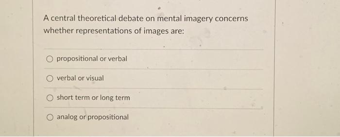 Solved A central theoretical debate on mental imagery | Chegg.com