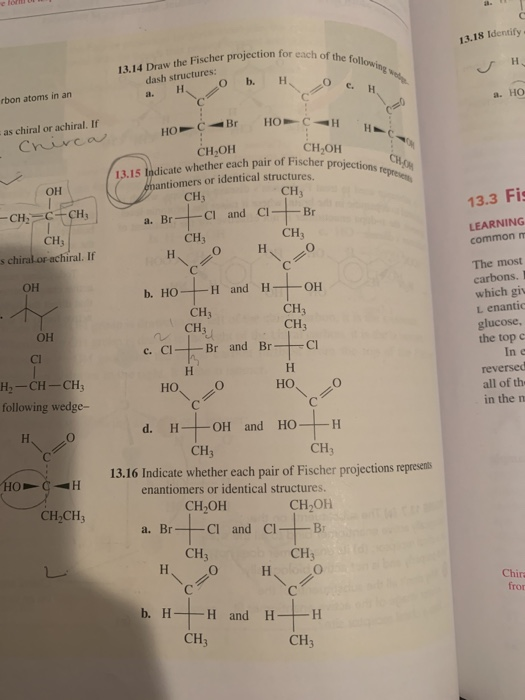 Solved IL14 Draw the Fischer projection for each of the dash | Chegg.com