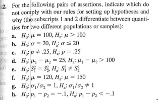 Solved For the following pairs of ﻿assertions, indicate | Chegg.com