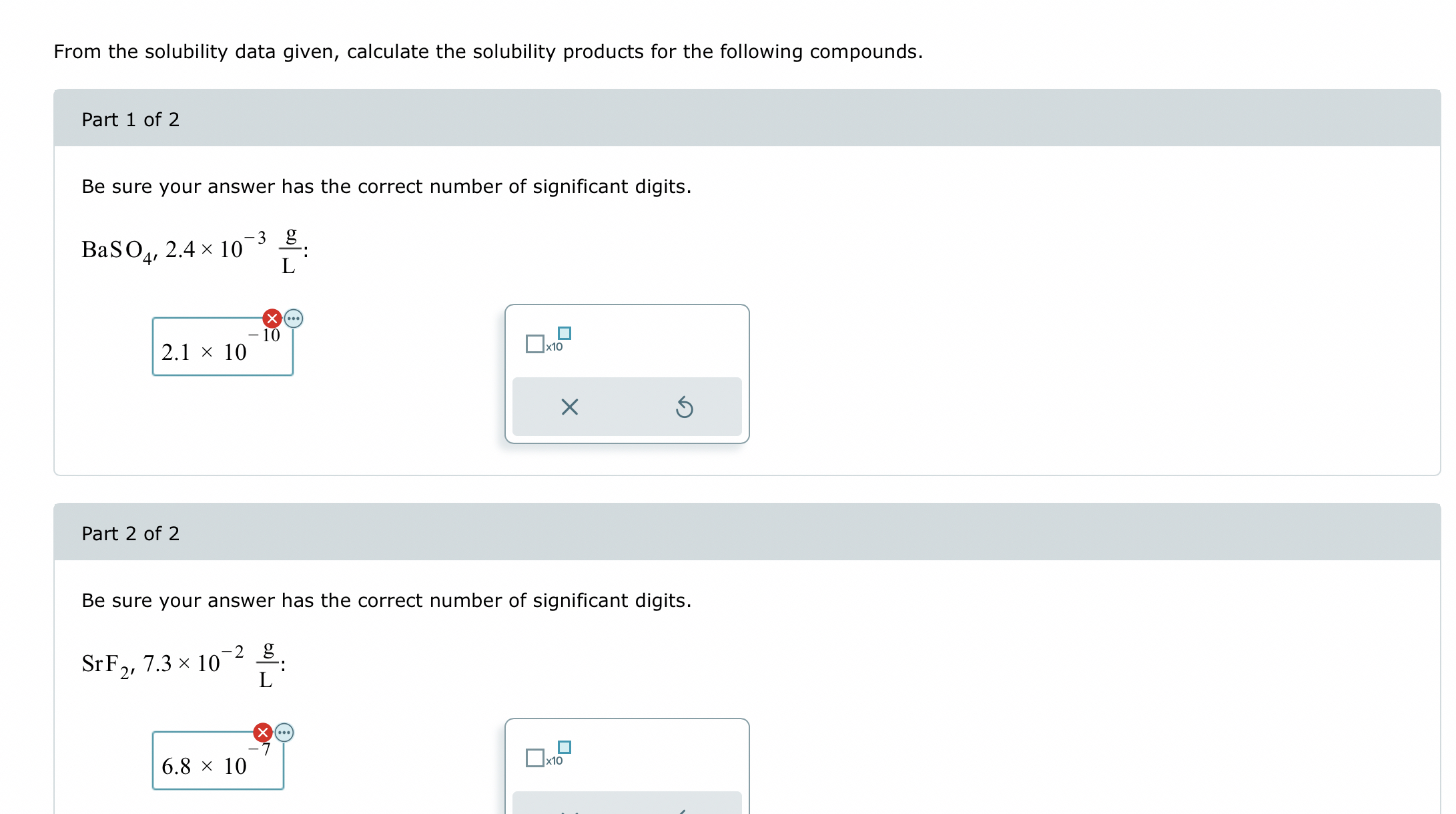 From the solubility data given, calculate the | Chegg.com