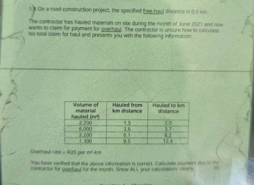 Solved On a road construction project, the specified | Chegg.com