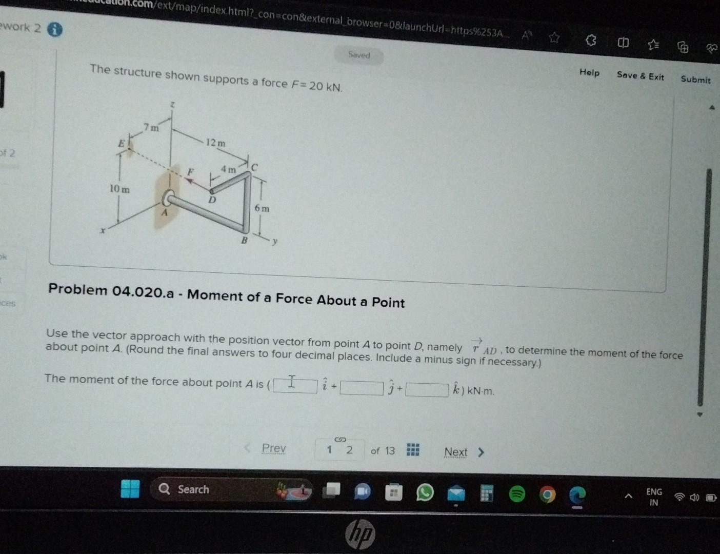 Solved 1 +1 of 2 eBook Hint erences The structure shown | Chegg.com