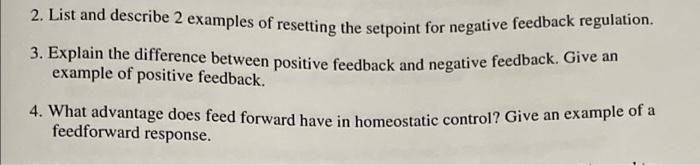 Solved 1. What are the parts of a negative feedback loop. | Chegg.com