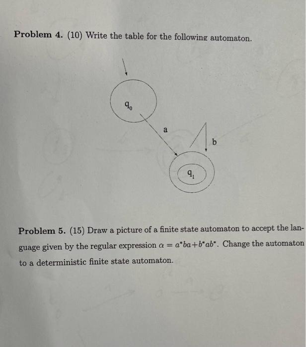 Problem 4. (10) Write the table for the following | Chegg.com