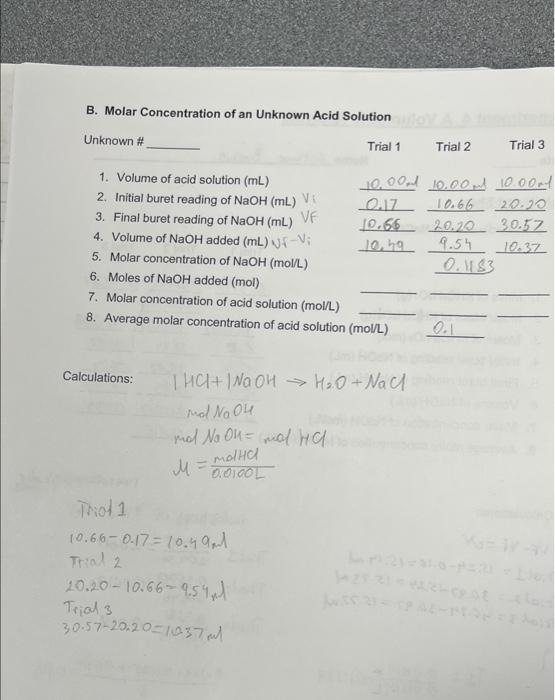 Solved mol NaOH=molHCl μ=0.0100LmdHd Thiol 1 | Chegg.com